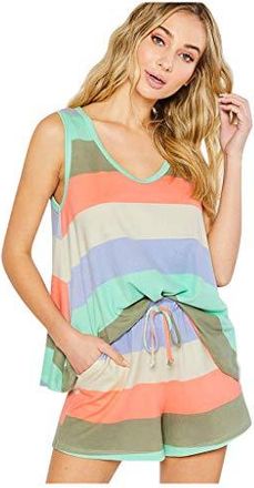 Generic Ensembles de Pyjama Court Femme 2 Pièces Shorts Femmes Pyjama Sets sans Manches Vêtement de Nuit Été Femme Deep V avec Débardeur et Short en Modal Nui