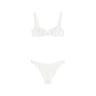 Os&eacute;ree Bikini mit Schmucksteinbesatz und B&uuml;gel - - Swimwear - Damen - Wei&szlig; - L