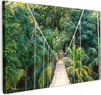 MuchoWow © Wandbilder Klein 30x20 cm Mini Wohnzimmer Wanddeko Schlafzimmer Zimmerdeko Fotowand Zimmer Deko Wand Dekoration Wall Art Dschungel - Palmbaum - Brüc