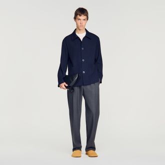 Sandro Worker-Jacke aus Wolle mit Kn&ouml;pfen