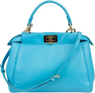 Fendi Crossbody Bags - Fendi Blue Leather Peekaboo Handbag - Gr. unisize - in Blau - für Damen