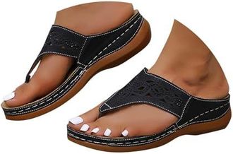 Generic Sandales orthop&eacute;diques pour femme, tongs compens&eacute;es avec soutien de la vo&ucirc;te plantaire pour femme, sandales &agrave; enfiler, coupe large, chaussures de plag