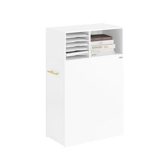 SoBuy Meuble Imprimante avec roulettes Support Imprimante Roulant Caisson de Bureau avec Compartiments Petit Meuble de Rangement Bureau Compact 60x33x100 cm