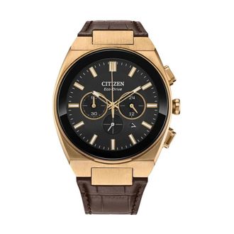 Citizen Citizen, Homme, Accessoires, Brun, Taille: ONE Size &Eacute;l&eacute;gante montre habill&eacute;e en cuir avec bracelet