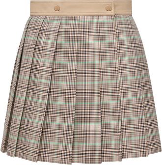 Moncler Moncler Checked Pleated Mini Skirt, Women, Brown, Size: 38