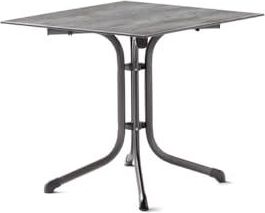 Sieger Boulevard Platte. Klapptisch, Polytec-Dekorplatte und Stahlrohr-Gestell, Eisengrau/Beton hell, 80 x 80cm, 5130-31 KT