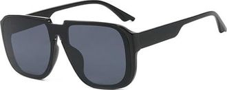 Generic Lunettes De Soleil Carrées Surdimensionnées UV400 For Homme, Idéales For La Conduite En Extérieur, Les Vacances À La Plage Ou Le Shopping.(Black)