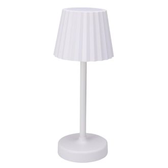 Meinposten Tischleuchte Lampe Leuchte LED wei&szlig; schwarz Batterie Leselampe Nachttischlampe (Wei&szlig; geriffelt)