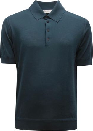 Goes Botanical Goes Botanical - Polo 4 boutons M/C Finezza 21 - Homme - Tops - Bleu - Taille: L