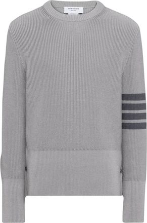 Thom Browne Homme, Pulls, Gris, Taille: 2XL Pull en maille cardigan de coton &agrave; 4 barres