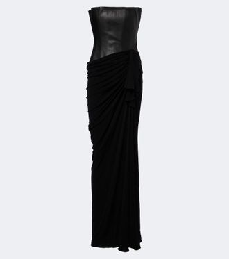 Alex Perry Robe longue bustier en cuir