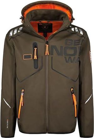 Geographical Norway Robin Men - Veste Softshell Homme Impermeable à Capuche - Manteau Outdoor Blouson Coupe Vent Tactique Resistant - Randonnee Ski Automne Hiver Printemp