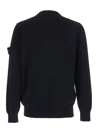Stone Island Mens T-Shirt Long-Sleeve Black Cotton Top