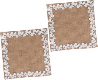 Artibetter 2 St&uuml;ck Tischsets mit Spitzenrand K&uuml;chenunterlagen aus Jute Im Amerikanischen Stil Western Food Unterlagen Beige Vintage Tischsets f&uuml;r Hochzeit und Re