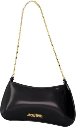 Jacquemus Womens Le Petit Bisou Chaine - Jacquemus Leather Black Calfskin Bags Shoulder-Hobo-Bags