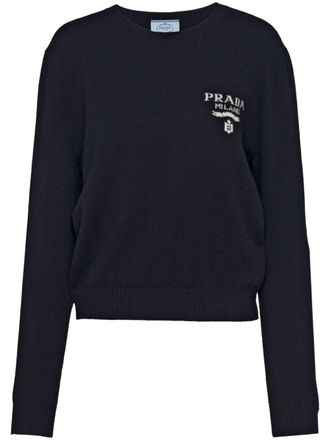 Prada Intarsien-Pullover aus Kaschmir - Blau