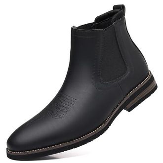 Dadawen Bottine Chelsea en Cuir Confortable Classiques Homme Ankle Boots/Bottes pour R&eacute;union Travail - Noir 44