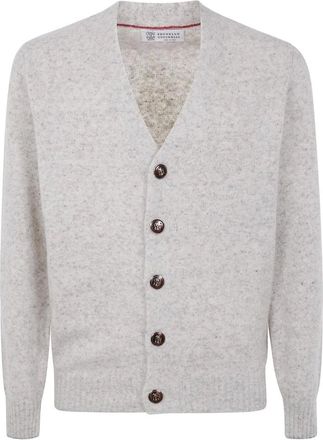 Brunello Cucinelli Homme, Pulls, Gris, Taille: M Gilet Maille Col V Mouchet&eacute;