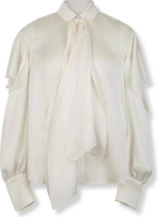 sacai Femme, Blouses et Chemises, Blanc, Taille: 42 FR Satin x Chiffon Shirt
