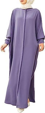 Generic Robes amincissantes pour femmes, robe musulmane, manches chauve-souris, col rond, v&ecirc;tements de pri&egrave;re l&acirc;che temp&eacute;rament 2026, violet, Taille unique