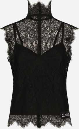 Dolce & Gabbana &Auml;rmelloses Top Aus Chantilly-spitze - Frau Blusen Und Tops Schwarz Spitze 54