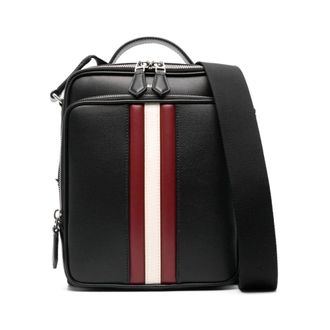 Bally Homme, Sacs, Noir, Taille: ONE Size Sac &agrave; dos en cuir noir avec logo imprim&eacute;