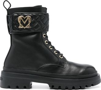 Love Moschino Stiefeletten aus Leder - Schwarz