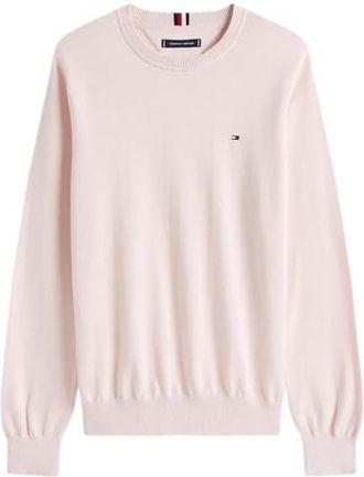Tommy Hilfiger Pull &agrave; col rond uni pour homme, collection 2025, Rose fantaisie, Taille L