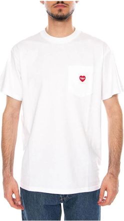 Carhartt Work in Progress Homme, Tops, Blanc, Taille: 2XL Pocket Heart T-Shirt