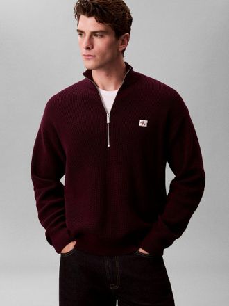 Calvin Klein Jeans Strickpullover Troyerkragen mit Rei&szlig;verschluss, Regular Fit