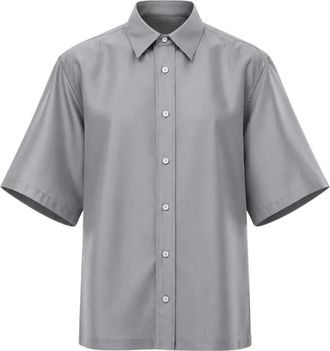 Carven Chemise &agrave; manches courtes Sh416 - Femme - Blouses et Chemises - Gris - Taille: 38 FR