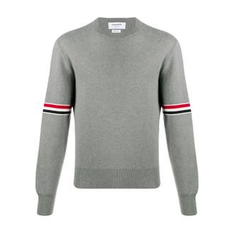 Thom Browne Homme, Pulls, Gris, Taille: XL Pull ras du cou en maille Milano
