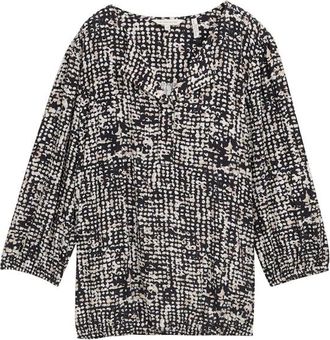 Tom Tailor Damen 1047574 Bluse aus Viskose, 38402-Navy Abstract Dot Design, 40