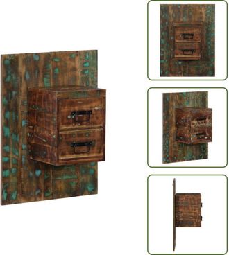 vidaXL The Living Store Nachttisch Mehrfarbig 60x32x80 cm Altholz Massiv - Altholz Nachttisch