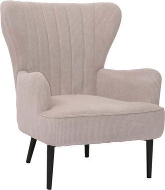 Mendler Lounge-Sessel HWC-K37, Cocktail-/Ohrensessel Polsterstuhl Retro Vintage Stoff Cord (290g/m&sup2;) &Ouml;ko-Tex - beige