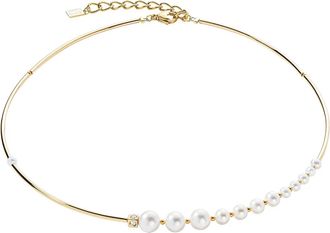 Coeur de Lion Halskette - Halskette Asymmetrie S&uuml;&szlig;wasserperlen & Edelstahl - Gr. unisize - in Wei&szlig; - f&uuml;r Damen