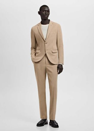Mango Super Slim Fit-Anzugsakko aus Stretchgewebe beige - Herren - 44 - MANGO MAN