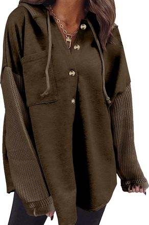 Dokotoo Pullover Damen Hoodie Knopfleiste Oversize Kapuzenpullover Langarm Casual Sweatshirt Jacke Sweatjacke Herbst Winter Baumwolle Kapuzenjacke Kapuzenpull