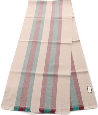 Gucci écharpe rayée à patch logo (années 2020) - Tons neutres