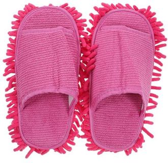 Garneck Pantoufles Vadrouille Ouvertes Rose Rouge Pantoufles Microfibre Nettoyage Sols Chaussures Mop R&eacute;utilisables Unique Duster Cloth pour Maison et Chambre