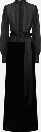 Dolce & Gabbana Langes Kleid Aus Organza Und Samt - Frau Kleider Schwarz 40