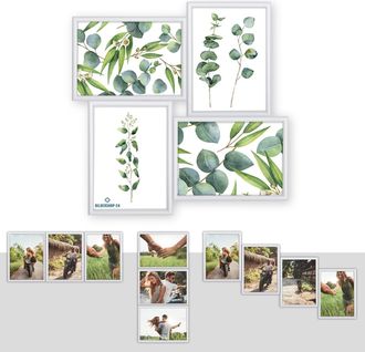 Bildershop-24 Kunststoff Bilderrahmen Fotorahmen Collage zum individuellen gestalten 4X 10.5x15cm Wei&szlig; mit Normalglas und Klammern