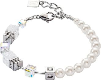 Coeur de Lion Armband - GeoCUBE Precious Fusion Pearls Armband - Gr. ONE SIZE - in Wei&szlig; - f&uuml;r Damen
