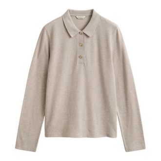 GANT Polo Piqu&eacute; Manches Longues - Femme - Tops - Beige - Taille: 40 FR