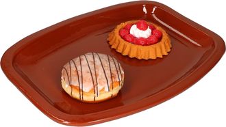 MamboCat Servierplatte Tonware (LxBxH) 35 x 25,5 x 3 cm Servierschale Vintage für Tapas und Antipasti I Dessert Kuchenteller I Grill-Teller Handarbeit Unikat I