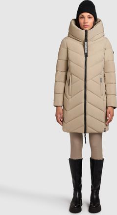 Khujo Steppmantel KHUJO DARKA2, Damen, Gr. XXL, beige, 100% Polyester, unifarben, regular fit, eingesetzt elastischer Bund, M&auml;ntel Steppmantel, Topseller