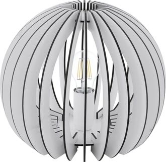 Eglo Tischlampe Cossano, 1 flammige Tischleuchte Vintage, Nachttischlampe, Wohnzimmerlampe in Weiß, Stahl und Holz in Weiß, Lampe mit Schalter, E27 Fassung