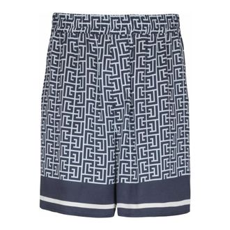 Balmain Homme, Shorts, Bleu, Taille: 3XL Short fluide monogramm&eacute;