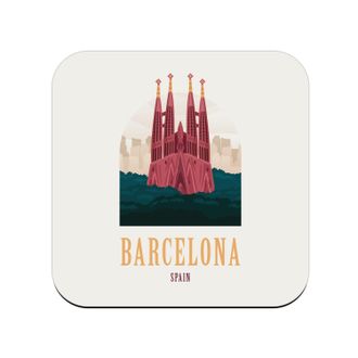Fabulous Untersetzer aus Kork - Barcelona Spanien Illustration Sagrada Familia Reise Urlaub - 1 Stück (95 x 95 mm)
