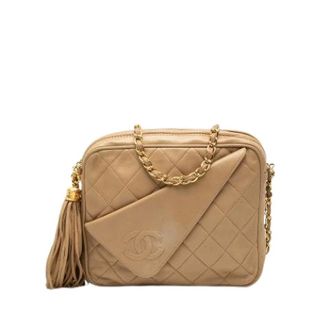 Chanel Pre-owned Sac bandouli&egrave;re matelass&eacute; en cuir dagneau - Femme - Pre-owned - Beige - Taille: ONE Size